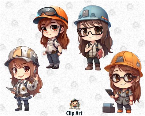 Cute Civil Engineer Chibi Clipart Png For Crafting And Design Project Building Png Commercial