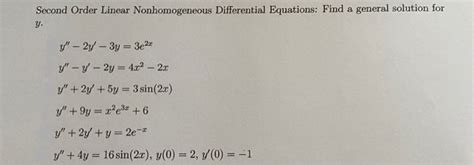 Solved Second Order Linear Nonhomogeneous Differential
