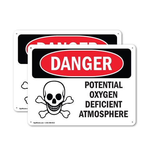 2 Pack Potential Oxygen Deficient Atmosphere Osha Danger Sign 10 Inch X 7 Inch Indoor