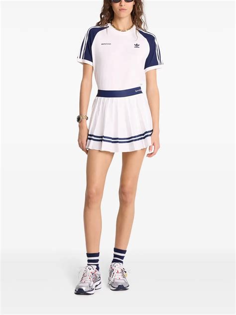 Sporty And Rich Logo Print Pleated Skirt White Farfetch