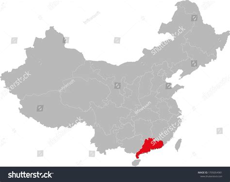 Guangdong Province Highlighted On China Map Stock Vector Royalty Free 1705054981 Shutterstock