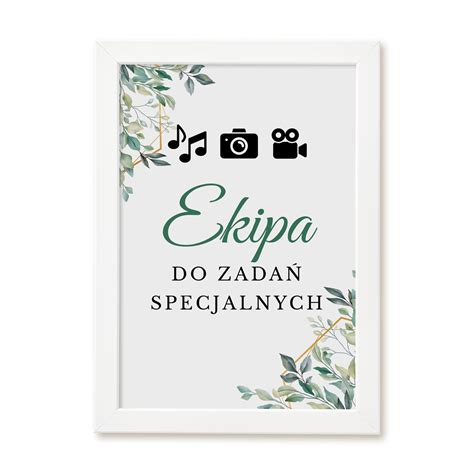 Tabliczka ramka ekipa do zadań Ślub WZORY liście 14138915943 Allegro pl