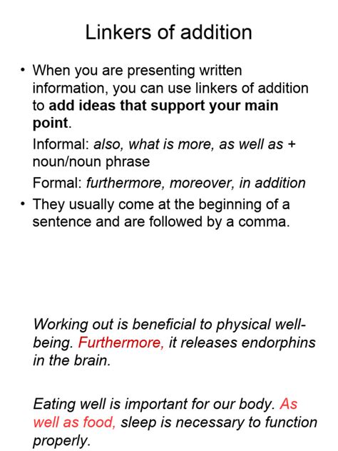 Linkers Of Addition Pdf