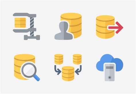 Flat Design Database Set Icons By Axialis Flat Design Design Flats