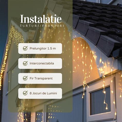 Instalatie Craciun Yoto Tip Franjuri Turturi 4 M 120 Led Uri