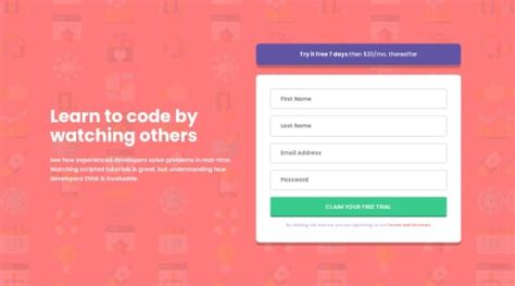 frontend mentor intro component with signup form using css grid and