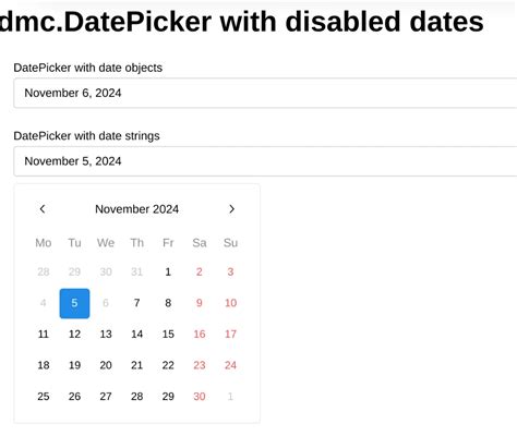 Pycafe Dash Dmcdatepicker Example With Disabled Dates