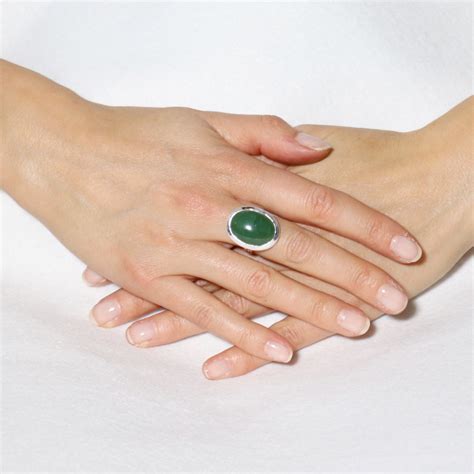 Bague Argent Aventurine Cabochon Ovale X Mm Ref