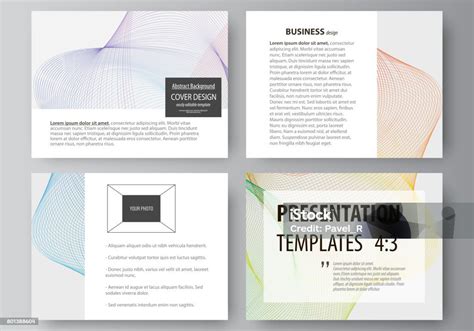 프레 젠 테이 션 슬라이드에 대 한 비즈니스 템플릿 집합입니다 평면 스타일 벡터 일러스트 레이 션에에서 쉽게 편집 가능한 레이아웃 추상적인 아름 다운 배경을 형성 하는 파도