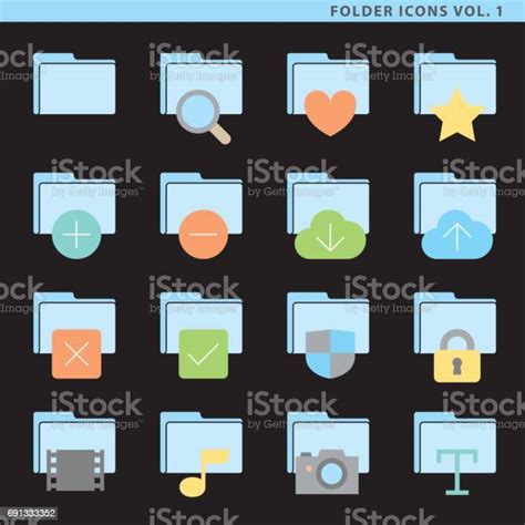 Ikon Folder Datar Vol 1 Ilustrasi Stok Unduh Gambar Sekarang Bentuk
