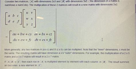 Solved Consider Two Matrices A With Dimensions 2x3 And