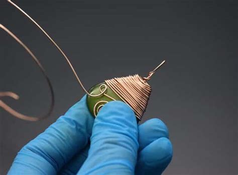 Wire Wrapping Charming Green Triangle Cabochon Pendant Tutorial Page