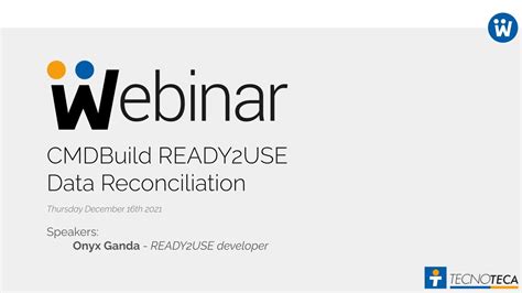 Webinar CMDBuild READY2USE Data Reconciliation YouTube