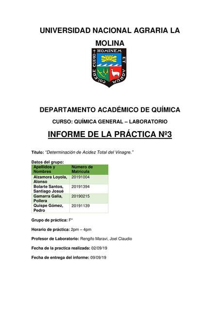 Determinación de Acidez Total del Vinagre Santiago Bolarte uDocz