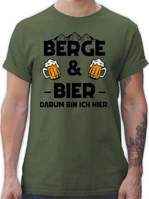 Shirtracer T Shirt Berge Und Bier Schwarz Sprüche Statement Mit