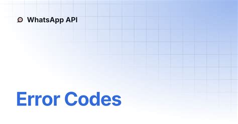 Error Codes Whatsapp Api