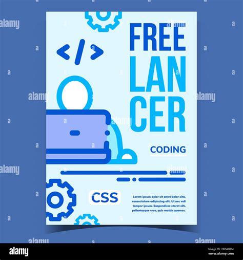 Freelancer Coding Bright Advertising Banner Vector Stock Vector Image