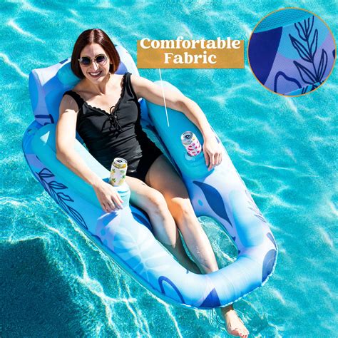 Sloosh Luxury Water Lounge Inflatable Pool Float And Recliner Pool Floatie Lounger With Backrest