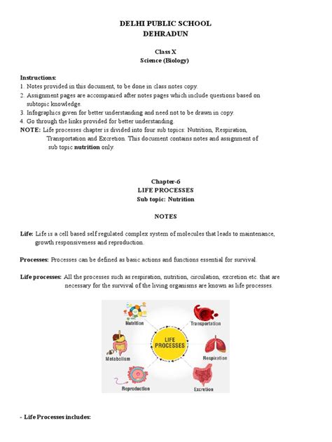 Class X Chapter 6 Life Processes Nutrition 1 Pdf Pdf