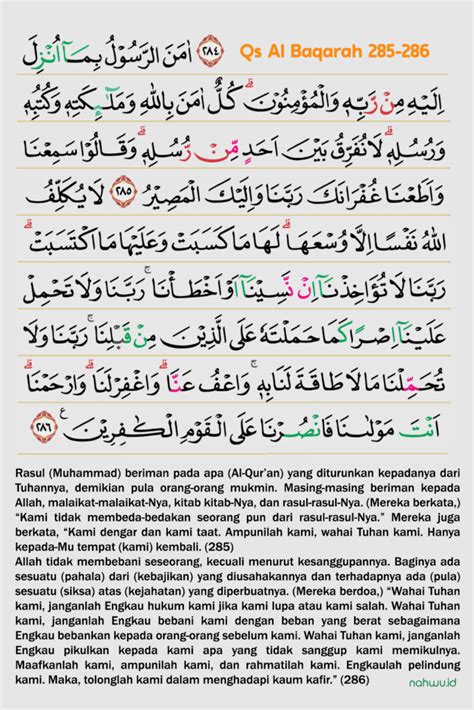 Bacaan Surah Al Baqarah 2 Ayat Terakhir Manfaatnya