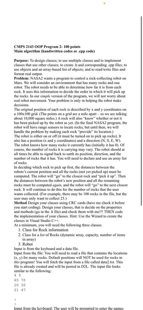 Solved Cmps 2143 Oop Program 2 100 Points Main Algorithm