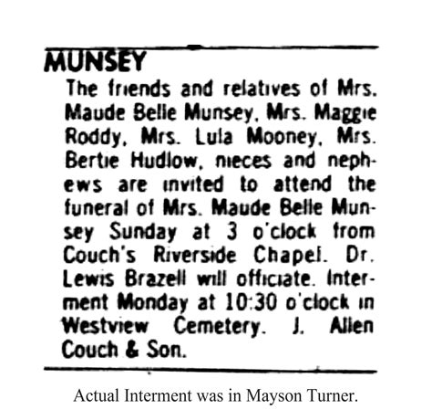 Maudy Belle “maude” Munsey Freeman 1888 1976 Find A Grave Gedenkplek