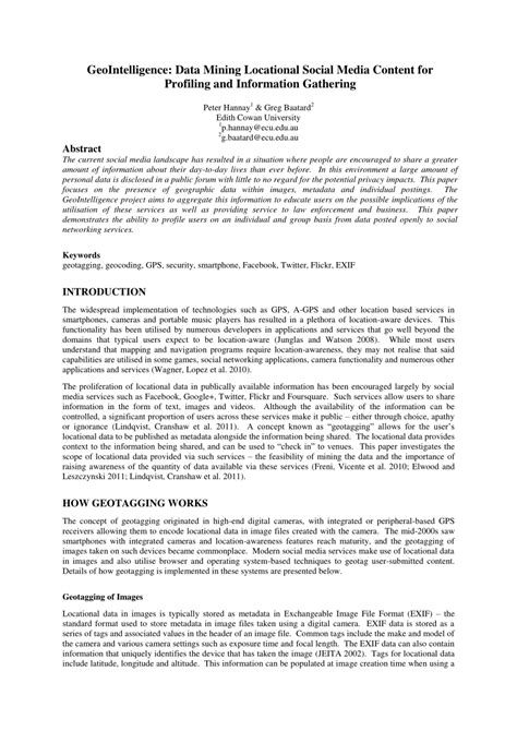 Pdf Geointelligence Data Mining Locational Social Media Content For