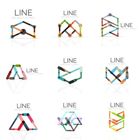 Premium Vector Set Of Linear Abstract Logos Connected Multicolored Segments Lines In