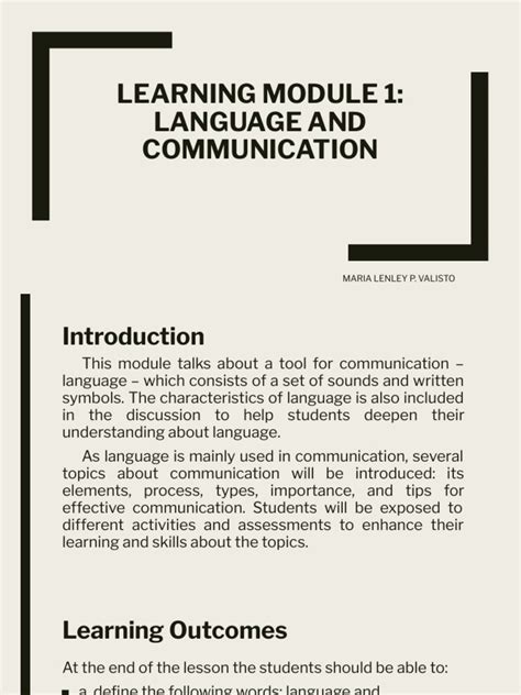 Learning Module 1 Language Pdf Communication Learning