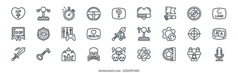 Linear Game Icon Pack Vector Thin Stock Vector Royalty Free