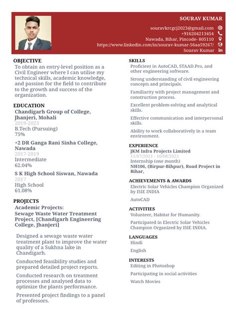 sourav resume for civil 2023 pdf cognition