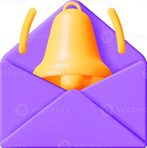 3d Mail Envelope With Bell Notification 35715267 Png