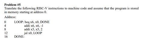Solved Problem Translate The Following RISC V Chegg Com