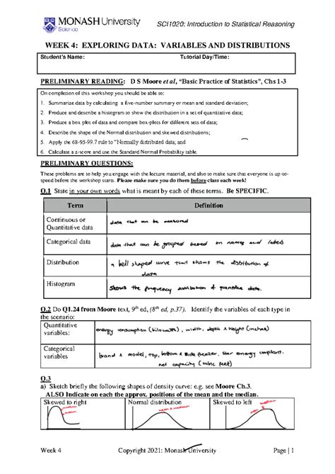 week 04 weekly tutorial answers sci1020 introduction to