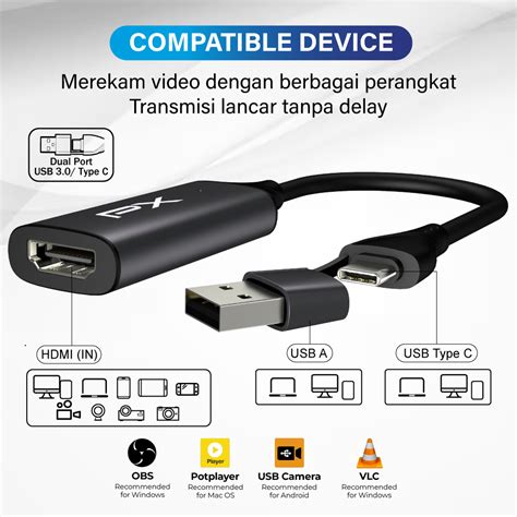Jual Video Capture HDMI Card Video USB3 0 USB Type C With Loop PX CAP1920 Shopee Indonesia