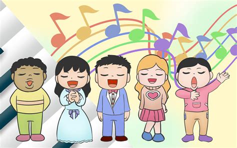 儿童卡通世界儿歌节可爱小朋友合唱原创手绘插画图片素材免费下载 觅知网