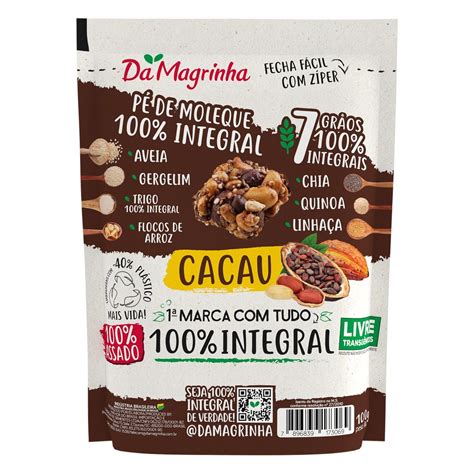 Pé de Moleque Integral Crocante Cacau Da Magrinha Pouch 100g Tateno