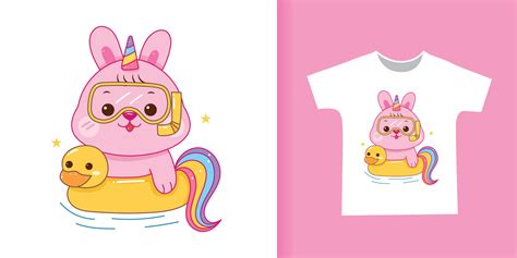 Cute Rabbit Unicorn Cartoon For T Shirt Vector Art At Vecteezy