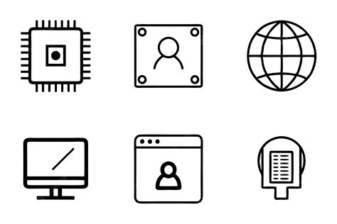Line Art Icon Set Showcasing Network Server Data Management Computing And Cloud Technology