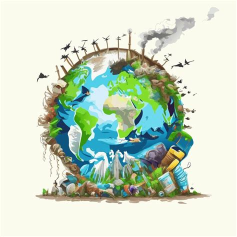 Premium Vector Environmental Warning Pollution In Earths Depiction