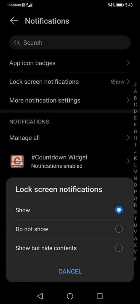 Lock Screen Notifications Rhuawei