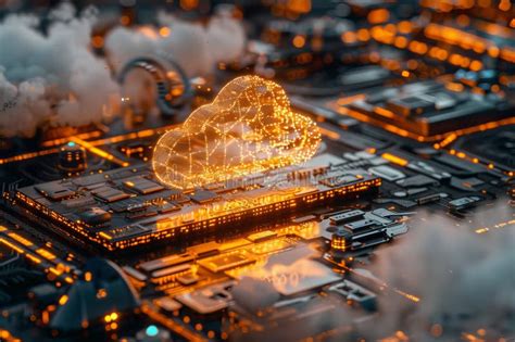 Cloud Computing And Digital Information Flow Futuristic Technology With Network Connections