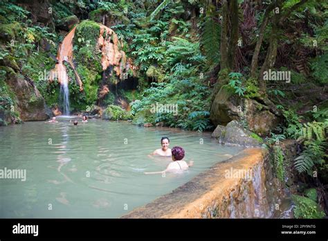 Waterfall Hot Spring Caldeira Velha Sao Miguel Azores Portugal