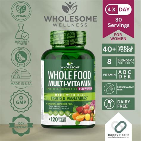 Wholesome Wellness Whole Food Multivitamin For Women Made With Organic