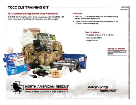 Tccc Cls Training Kit Product Information Sheet North American Rescue