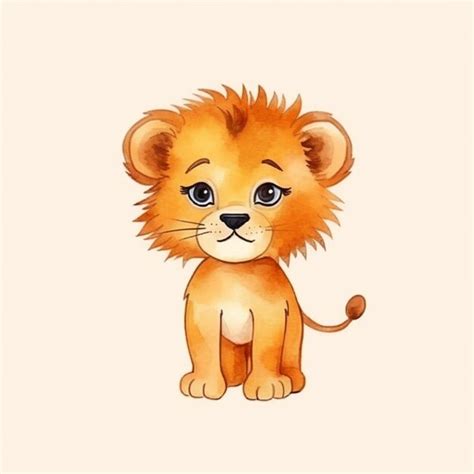 Premium Ai Image Cartoon Lion Sitting Down With A White Background
