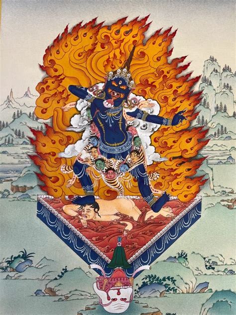 热贡 多杰才旦·画院：彩绘唐卡 一髻佛母（7050cm左右） 沃唐卡