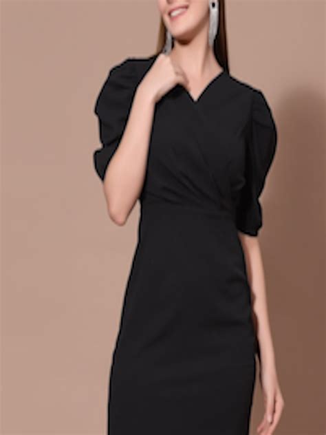Buy Strong And Brave Odour Free Solid Crepe Sheath Dress Dresses For