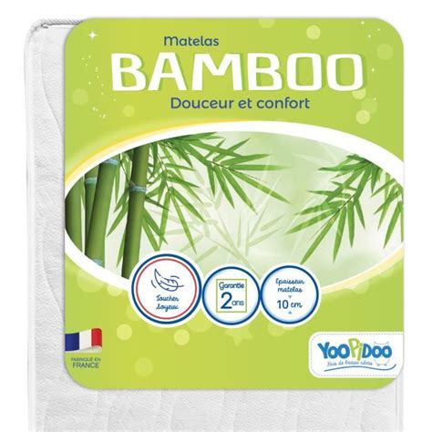 Matelas Bébé Bamboo YOOPIDOO 60x120 cm Viscose Douce et