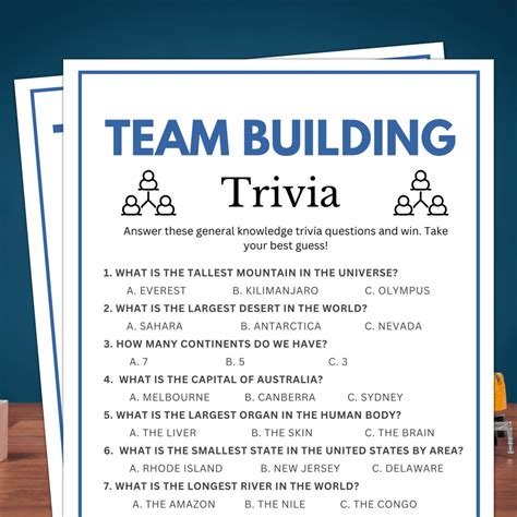 Team Building Trivia Team Building Games Party Games For Office Sports Team Workmates And
